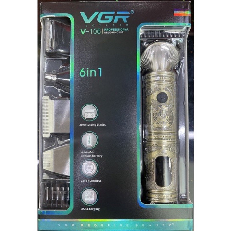 ORIGINAL VGR V-106 Professional Hair Clipper Hair Cut Mechine Nose Trim 6in1 USB Charging ...