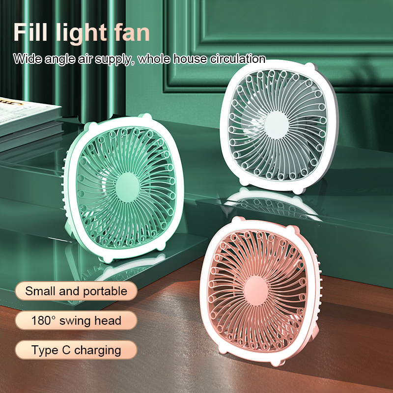 Mini fan with light USB rechargeable silent energy-saving ceiling fan ...