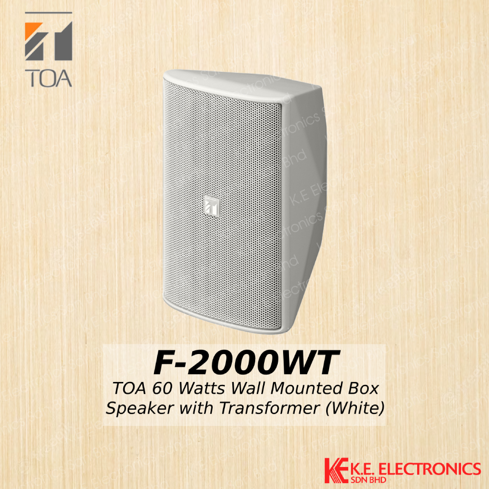 TOA F-2000WT 60 Watts Compact 2-Way Wall Mounted Box Speaker with Transformer (White) | Shopee ...