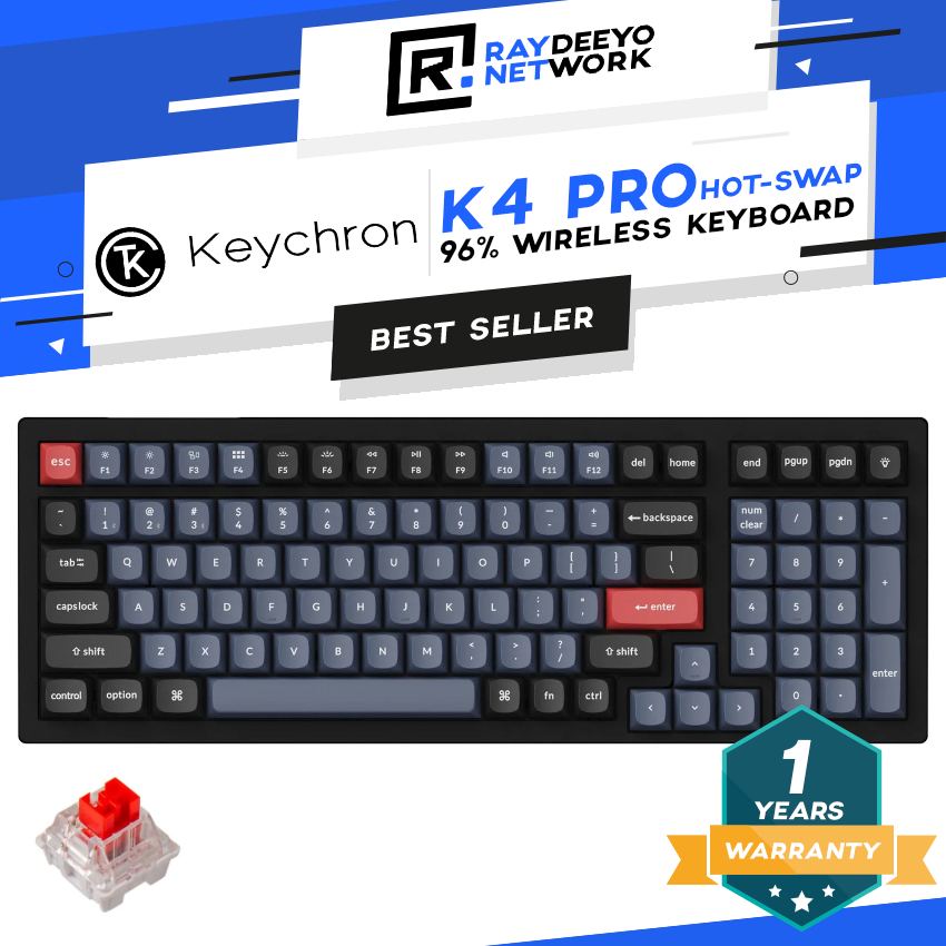 Keychron K4 V2 / K4 PRO RGB Wireless Mechanical Keyboard (Black/White ...