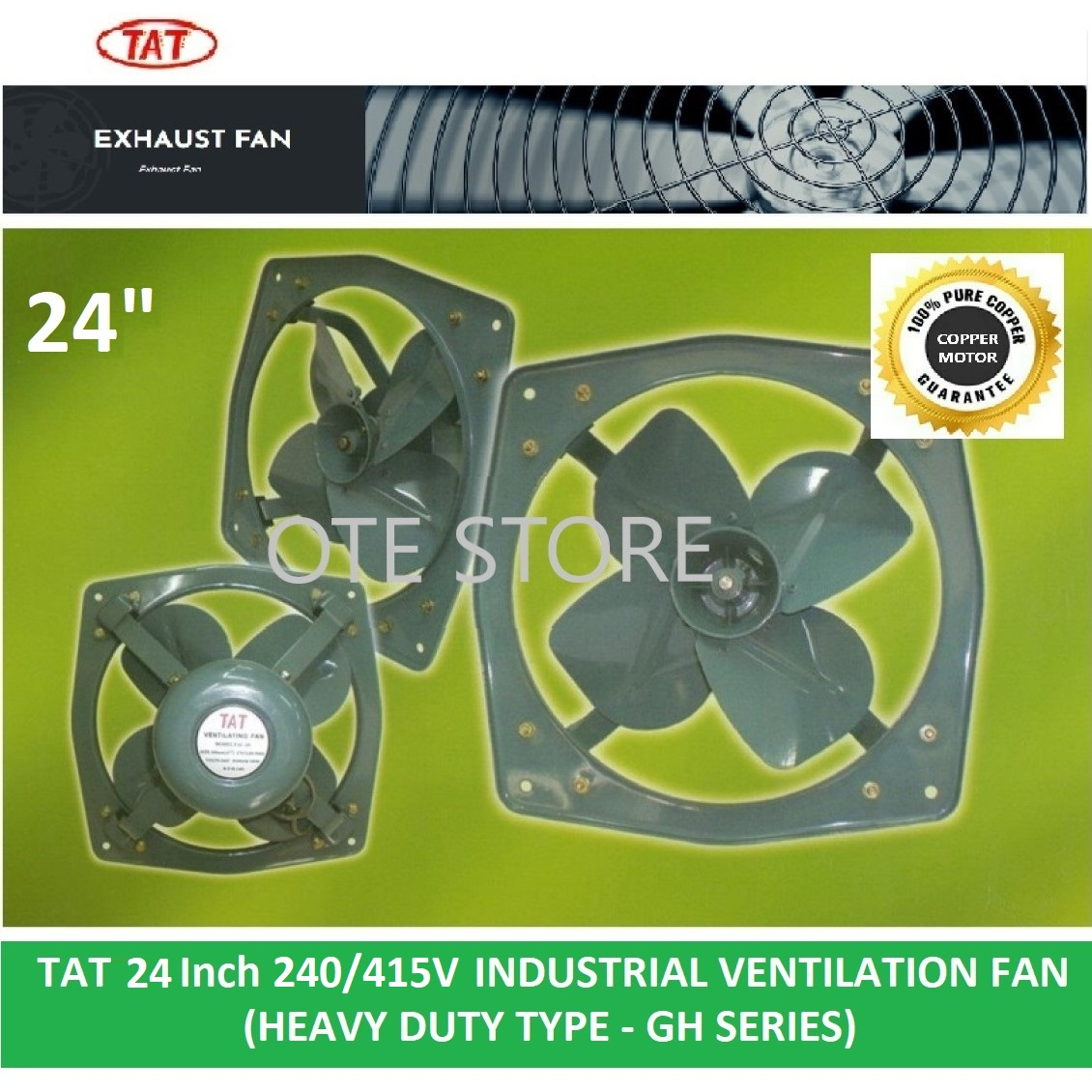 TAT 24 INCH 240/415VAC INDUSTRIAL EXHAUST VENTILATION FAN (GH SERIES ...