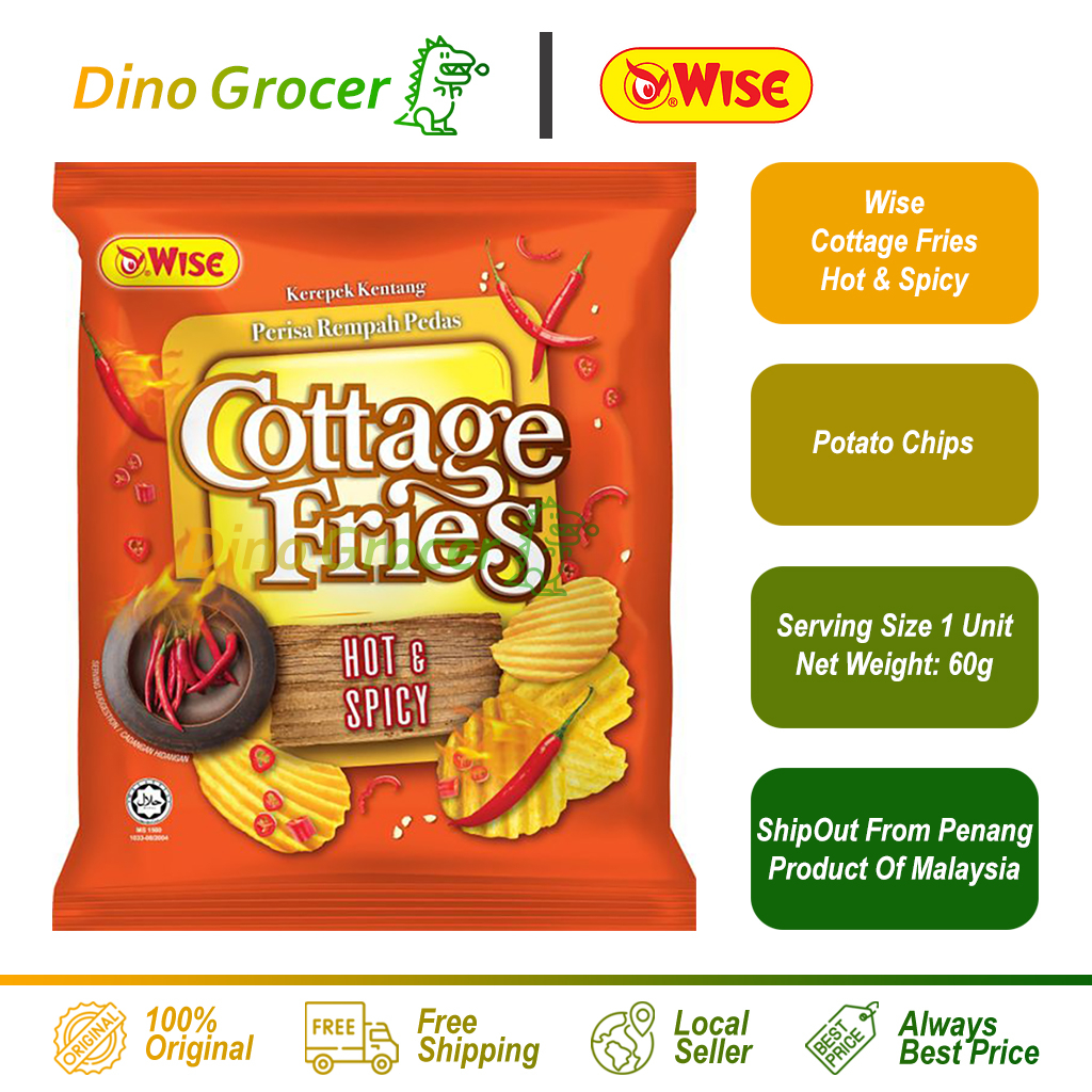Wise Cottage Fries Potato Chips Hot n Spicy 60g 威斯比薯片 香辣味 | Shopee Malaysia