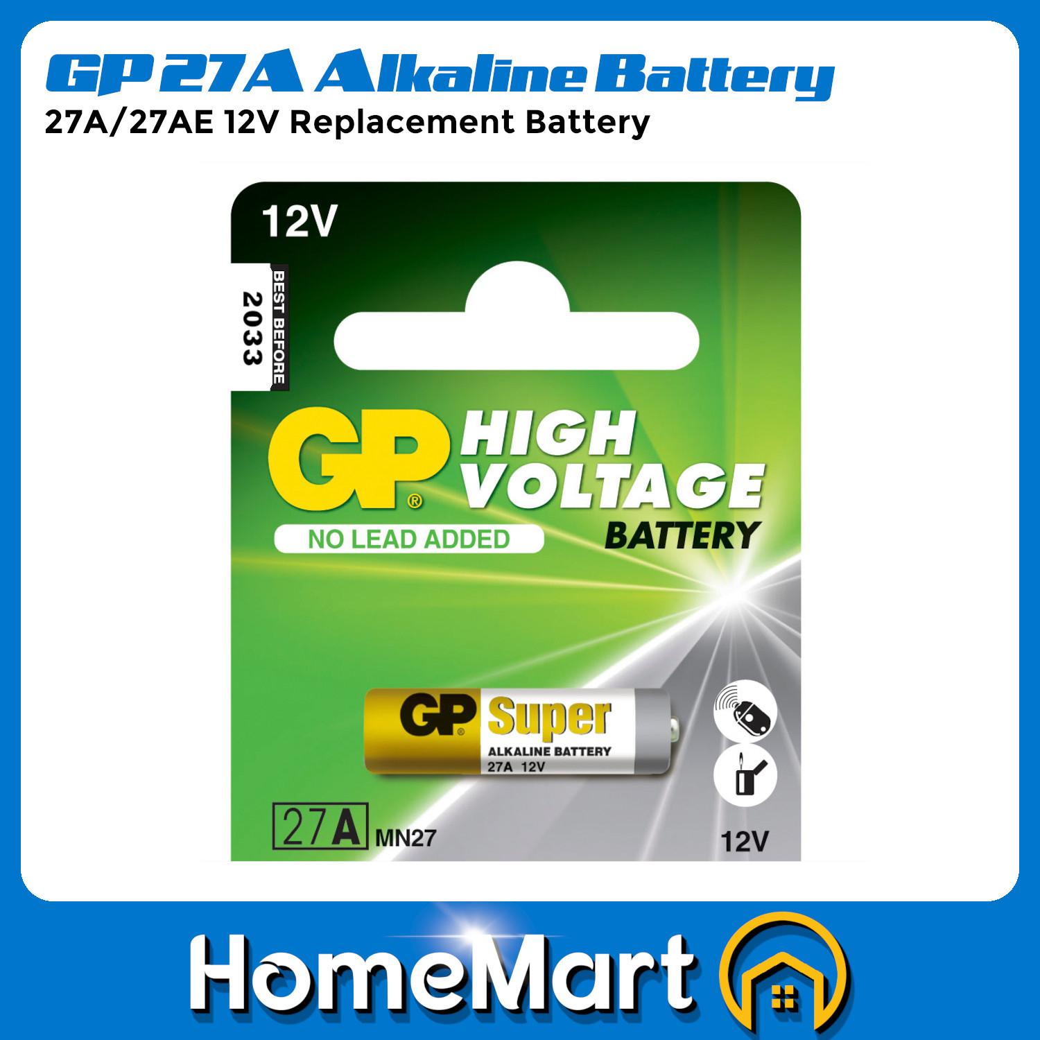 GP 27A Battery 27A/27AE 12V Replacement Alkaline Batteries | Shopee ...