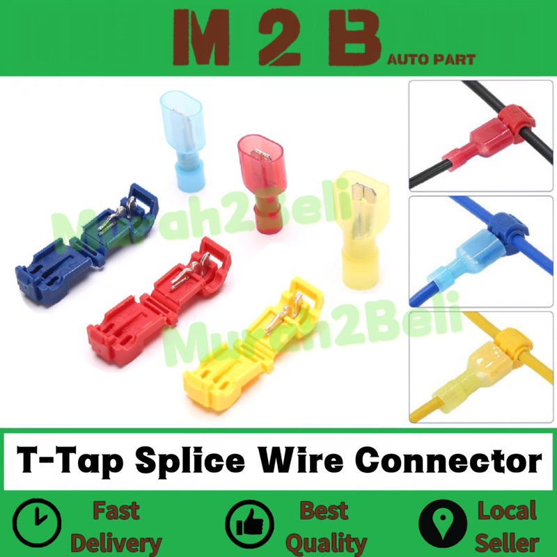 T-Tap Splice Wire Connector Insulated Spade Electrical Crimp Terminals ...