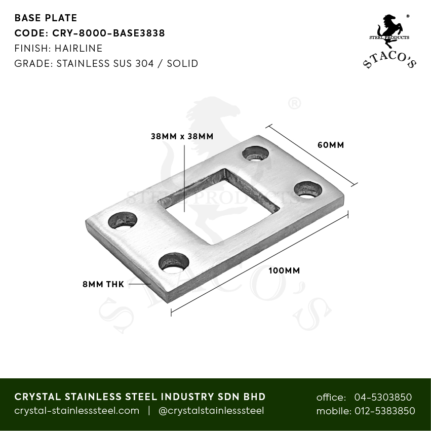 STACOS Stainless Steel 304 Base Plate Balustrade Baluster Staircase ...