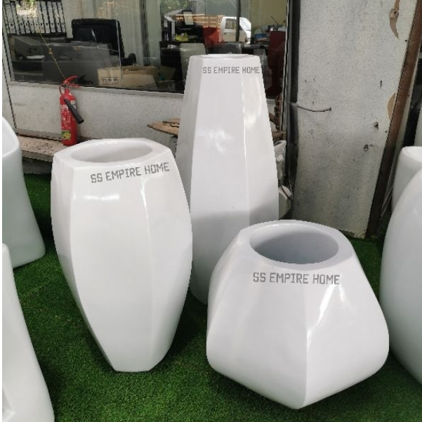 REX FP35 Fiberglass Tall Hexagon Flower Pot Pasu Bunga Garden Taman ...