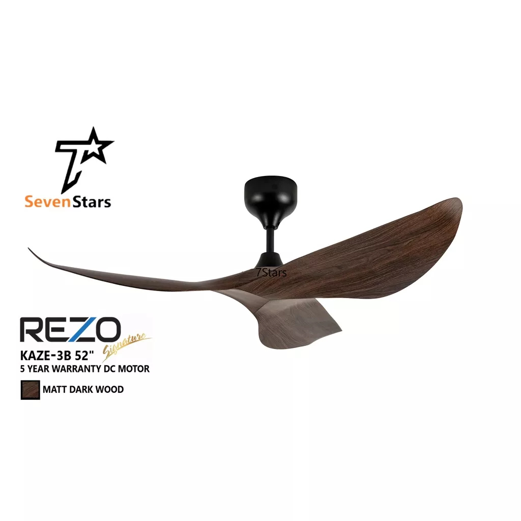 REZO KAZE /3B 52"/38" DC MOTOR Natural Quiet Wind Remote Control ...
