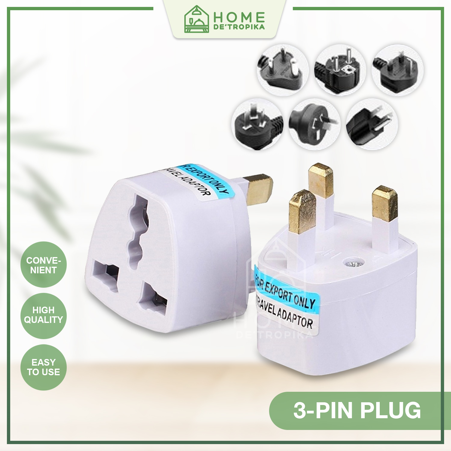 3-Pin Universal Adapter Plug Head UK 3 Pin Malaysia China Plug Socket ...