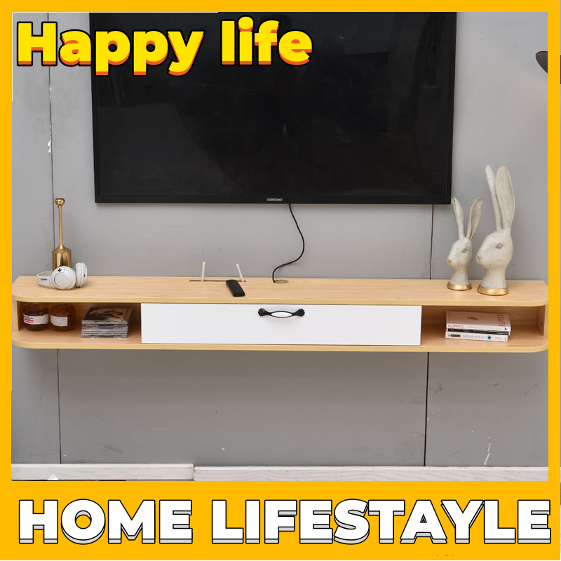 TV cabinet modern minimalist wall-mounted Solid wood wall-mounted ...