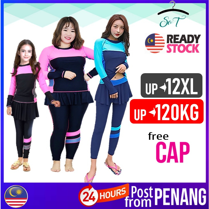 [#3] Women Long Sleeved Swimming Suit Muslimah Swimsuit Plus Size Baju ...