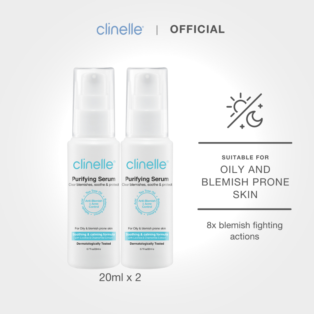 Clinelle Purifying Serum 20ml Twin Pack - Calms Acne Prone Skin ...