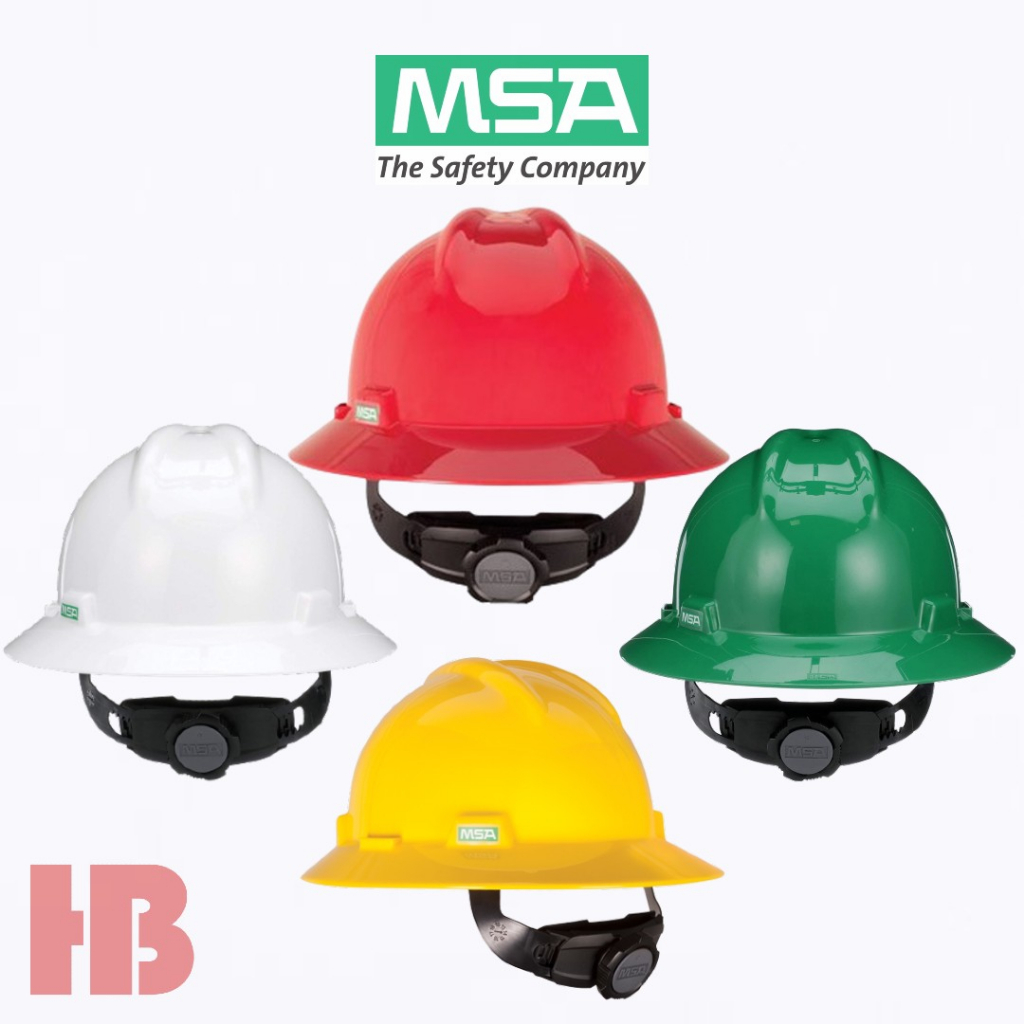 💥[READYSTOCK]💥MSA FULLBRIM HAT HELMET MSA V-GARD WHITE C/W FAS-TRAC III ...