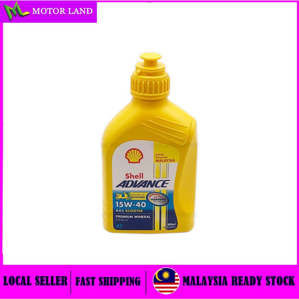 Shell Advance 4T AX5 Scooter 15W-40 Mineral Motorcycle Engine Oil (0.8L ...