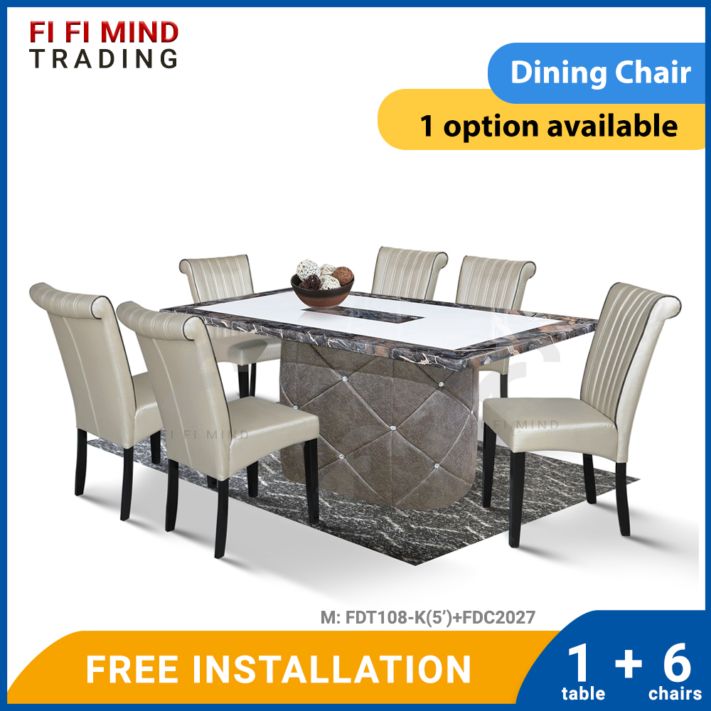 Shavonne Marble Dining Table Set/ Dining Table 6 Seater/ Meja Makan 6 ...
