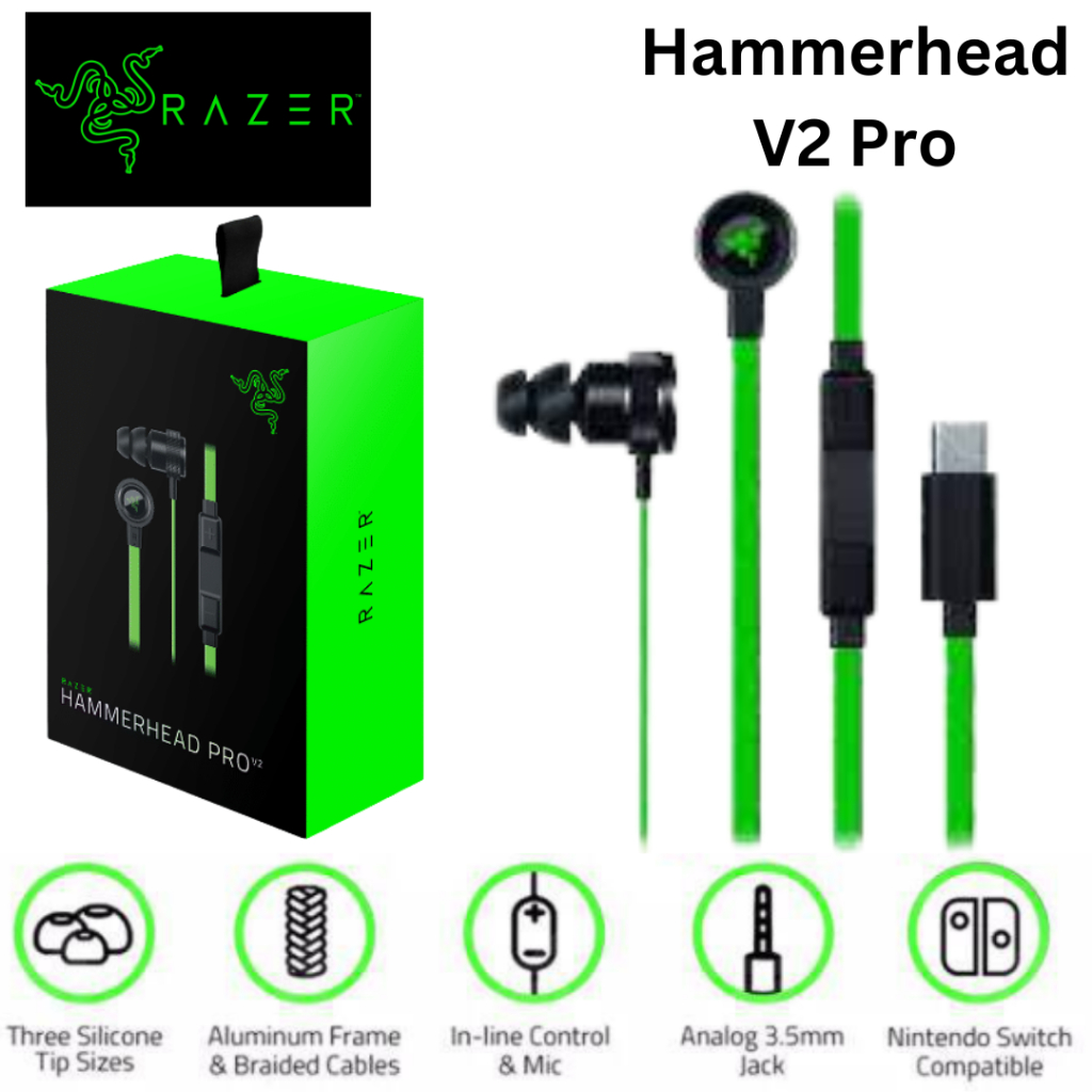 Razer Hammerhead V2 Pro In-Ear Microphone Gaming Headphones Noise ...