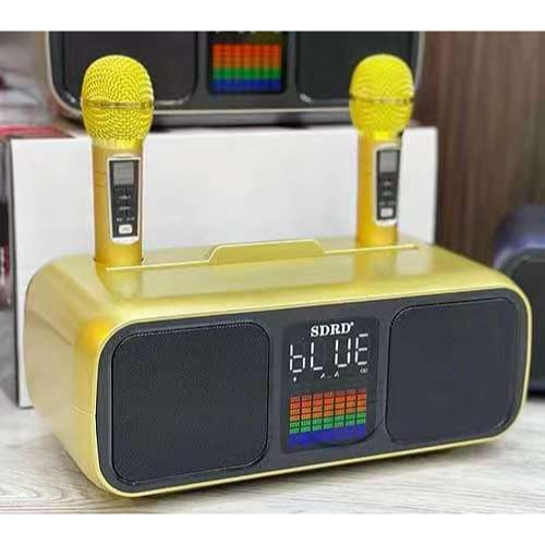 SDRD SD-318 Wireless Bluetooth Dual Microphone Karaoke Family KTV Portable 3D Stereo Speaker ...