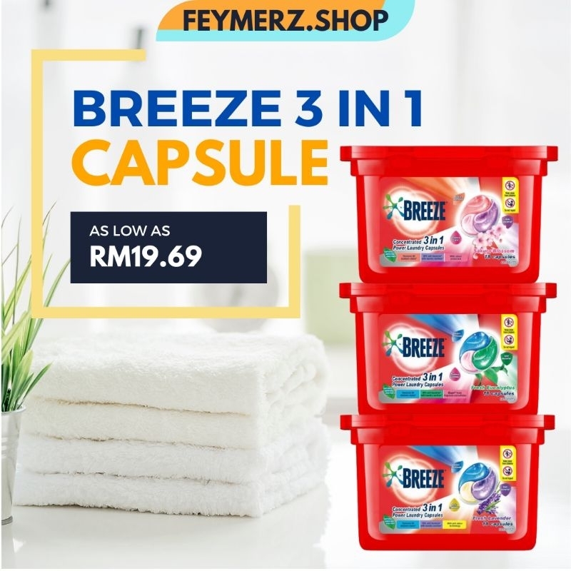 BREEZE 3 In 1 Capsule 3in1 Concentrated Laundry Sabun Basuh Baju ...