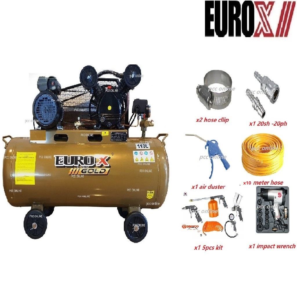 EUROX EAW7120G Air Compressor|Compressor Angin 3HP 110Liter 8Bar | Shopee Malaysia