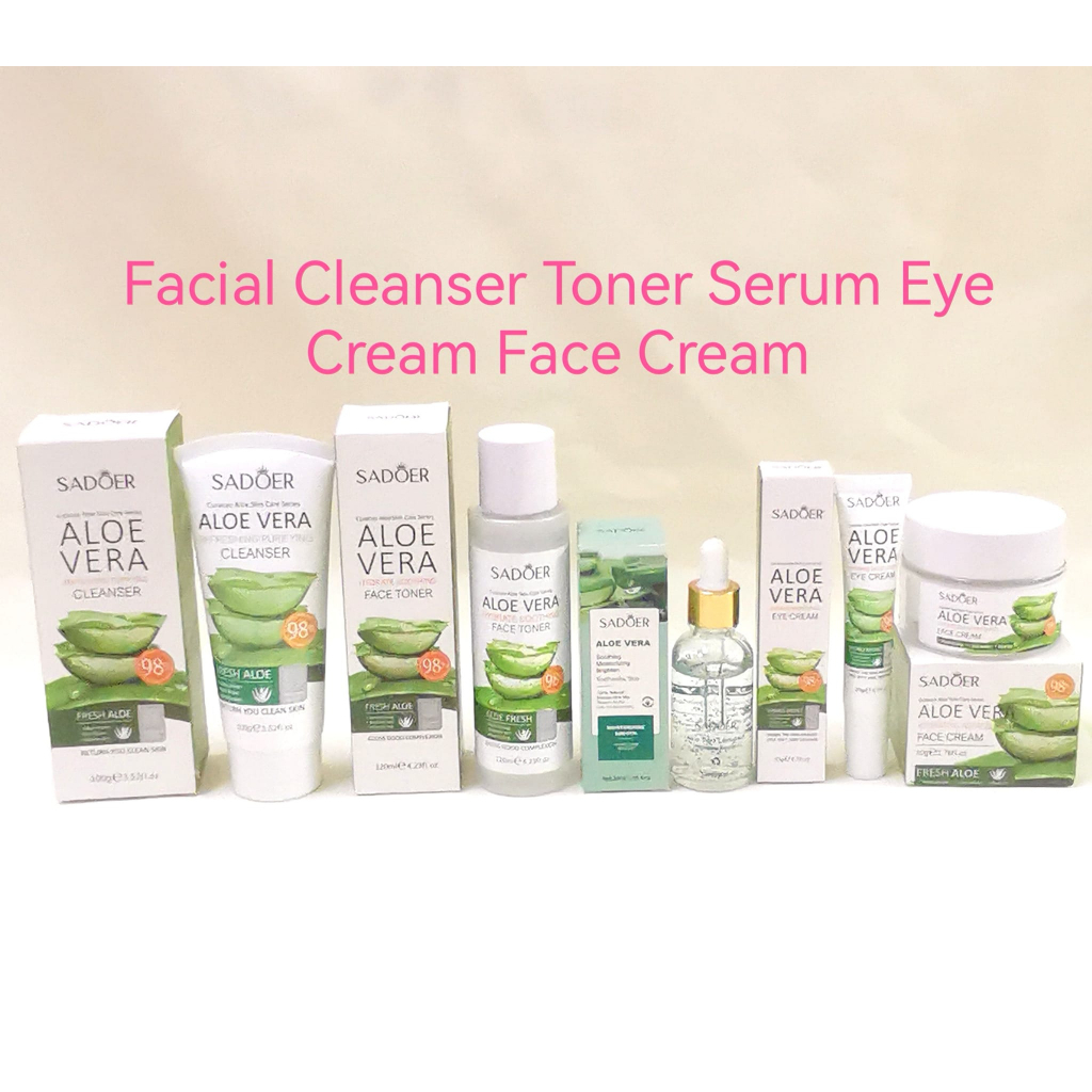 SADOER Aloe Vera Skincare Set (Cleanser, Toner, Serum, Face Cream, Gel ...