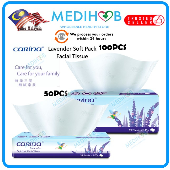 Carina Soft Pack White Facial Tissue 100% Virgin Pulp 50pulls/100pulls ...