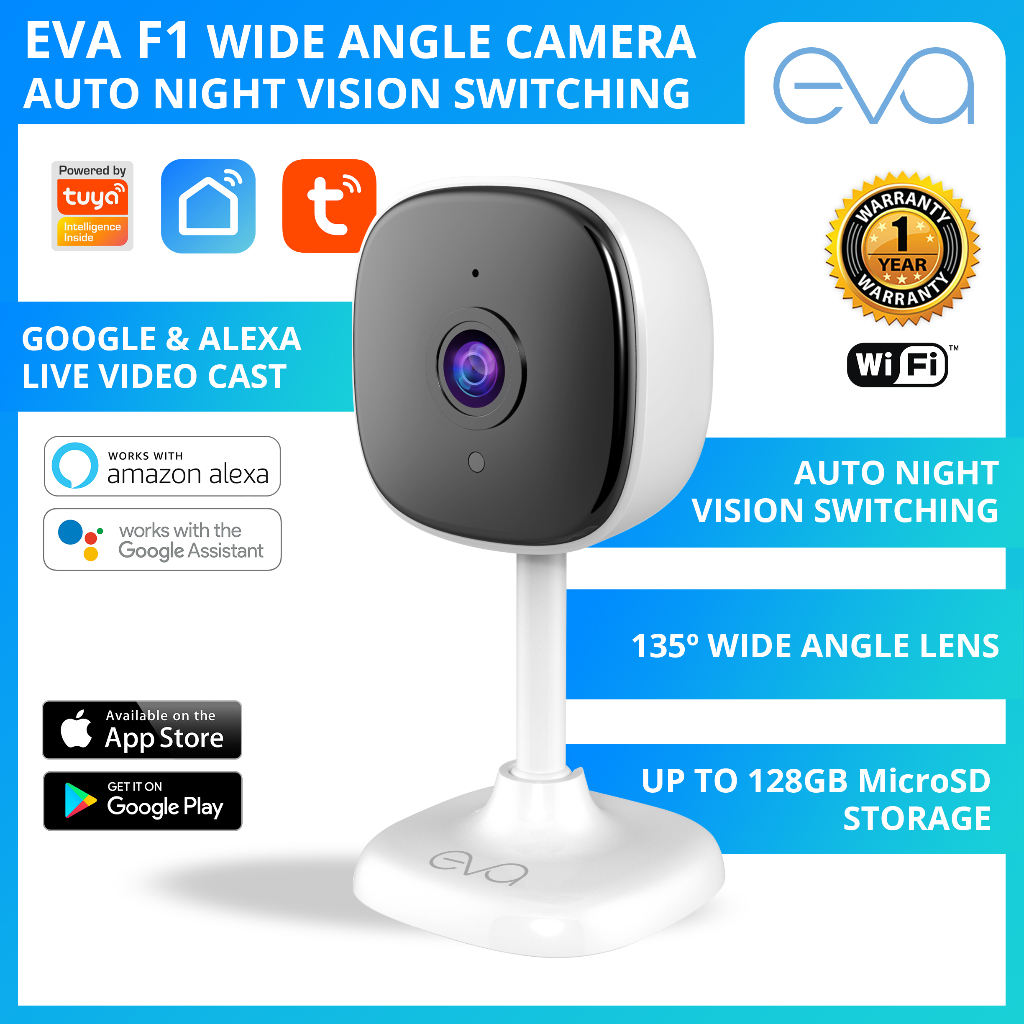 Eva F1 Smart WiFi Camera with Auto Night Vision and Motion Detection ...