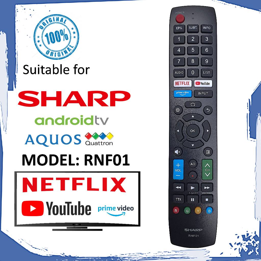 ORIGINAL SHARP TV Remote Control MODEL: RNF01 | Shopee Malaysia