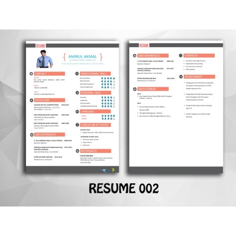 TEMPLATE RESUME 002 / 002A | Shopee Malaysia