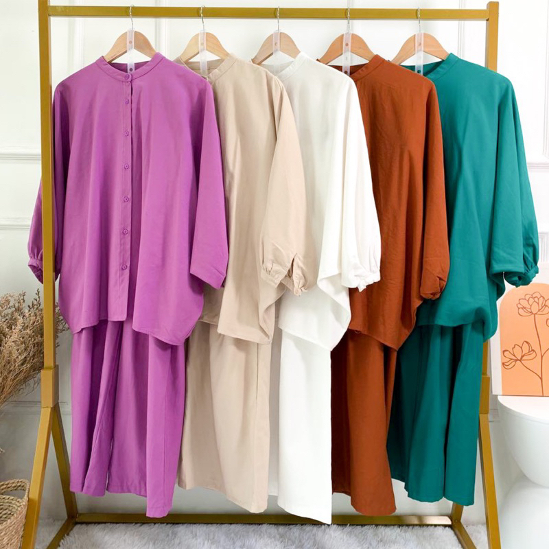 Baju Dan Seluar Set Blouse Palazo Plus Size Viral Muslimah Suit set ...