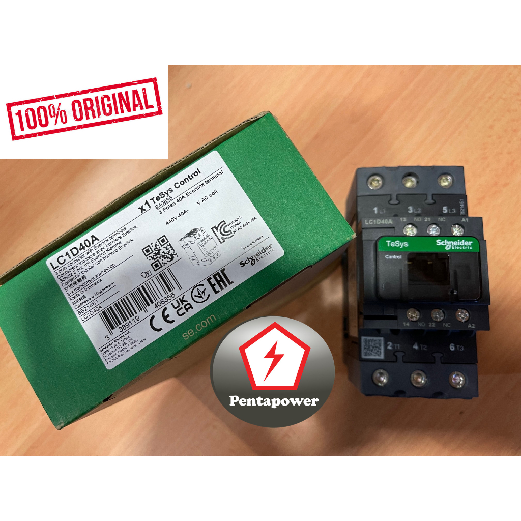 SCHNEIDER LC1D40A CONTACTOR 40AMP 3POLE (AC) LC1D40AE7 LC1D40AF7 ...