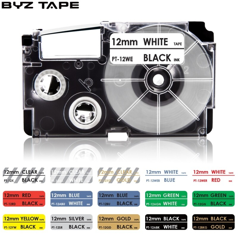 BYZ TAPE 6mm 9mm 12mm XR Label Tape Compatible for Casio Label Maker XR12WE XR-12X XR-9WE XR6X ...