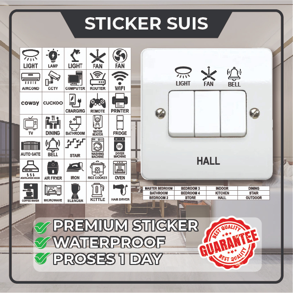 Sticker Suis Rumah Lutsinar Cetakan Dakwat Hitam Sesuai Untuk Suis ...