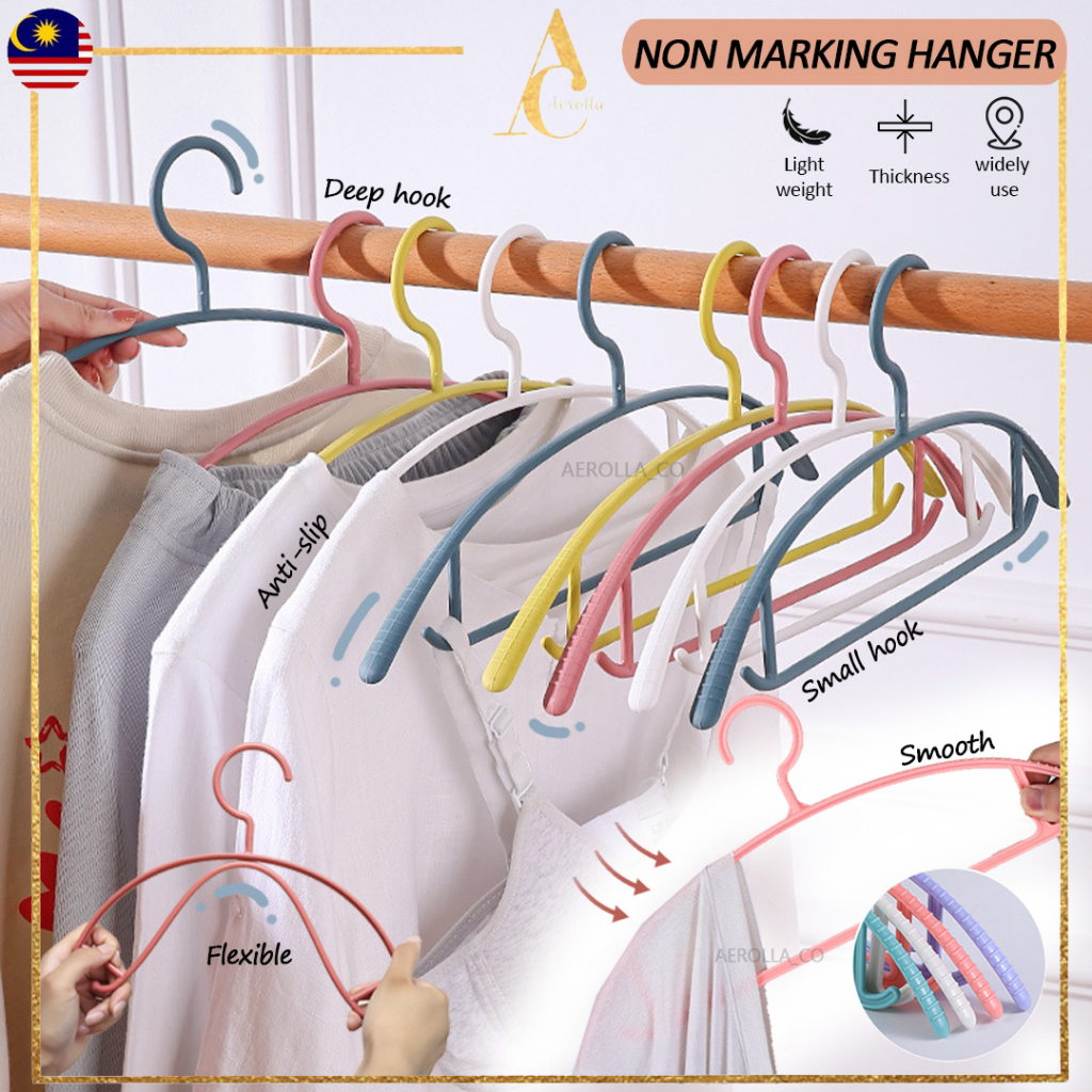 Premium Non Marking Hanger Plastic Seamless Clothes Hanger Baju High ...