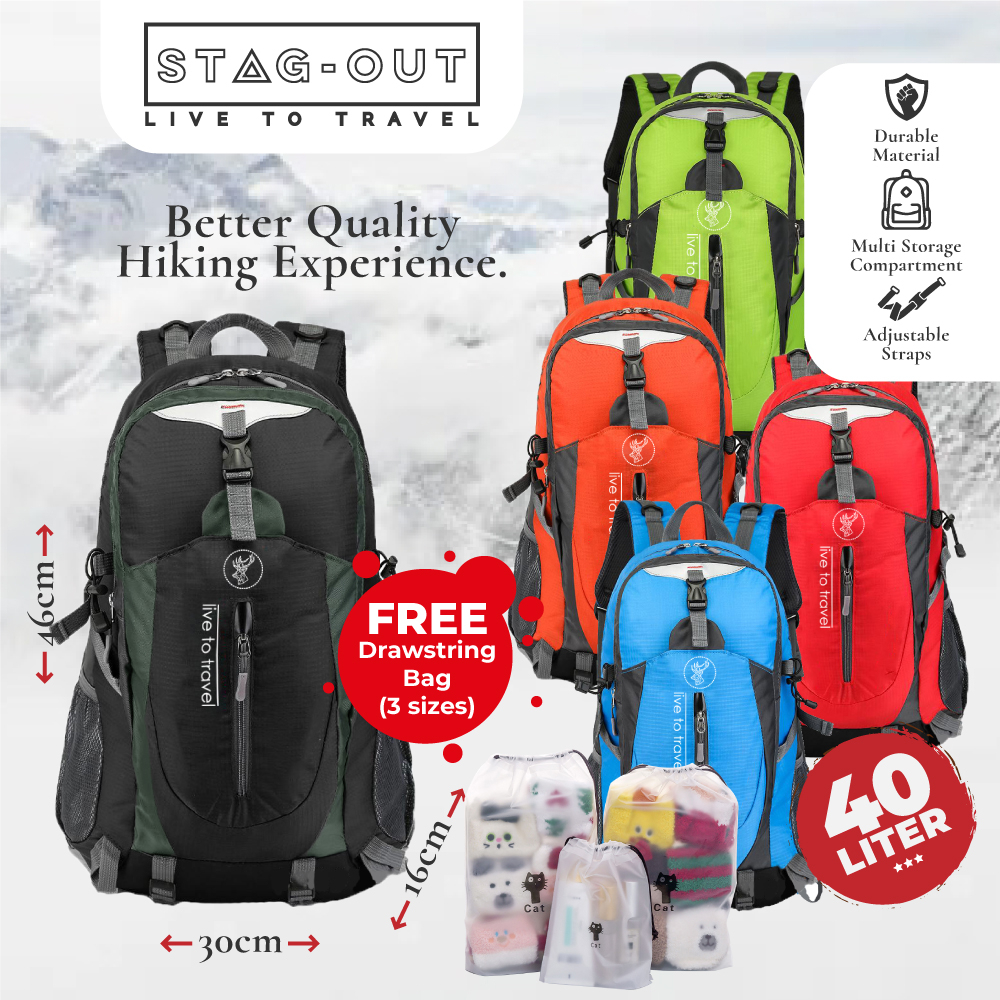[Stag-Out] Waterproof Backpack Outdoor Nylon Large Capacity 40L Travel ...