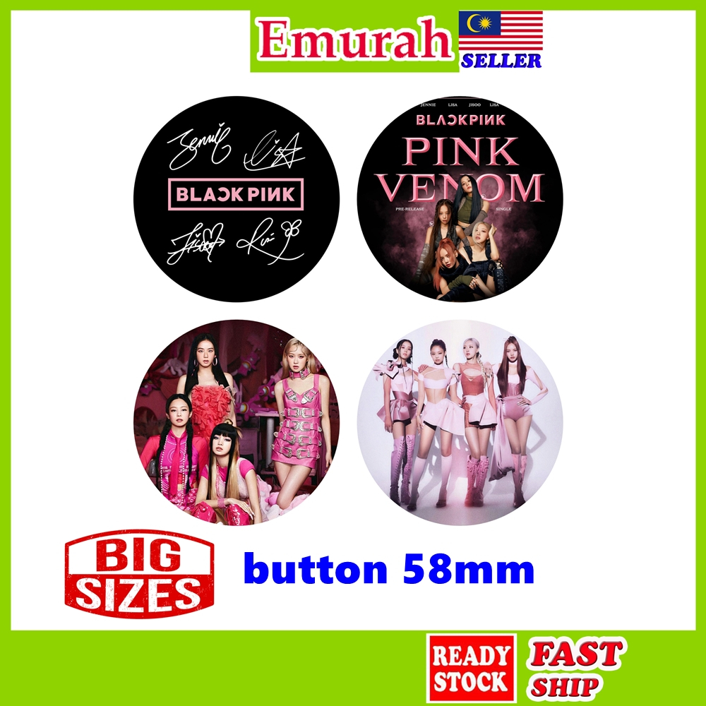 BPINK Button Pin Big Size (1PCS) 58mm KPOP JISOO JENNIE LISA ROSE ...