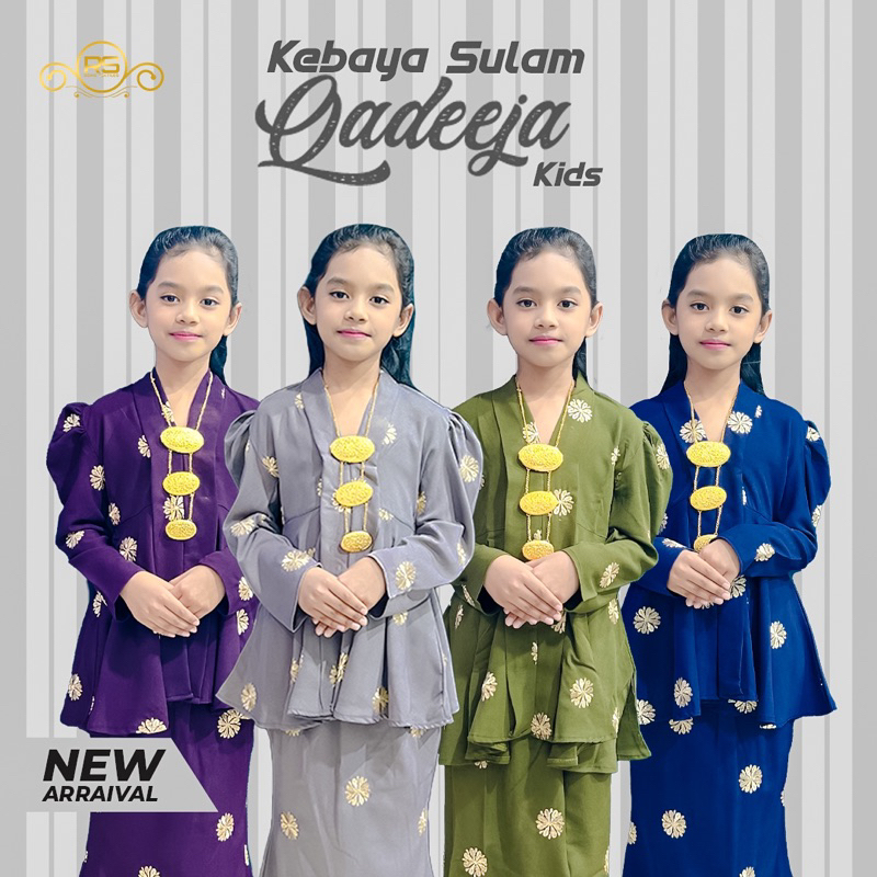 RAYA EDITION BAJU KEBAYA SULAM QADEEJA KIDS KAIN COMOCREPE IRON LESS ...