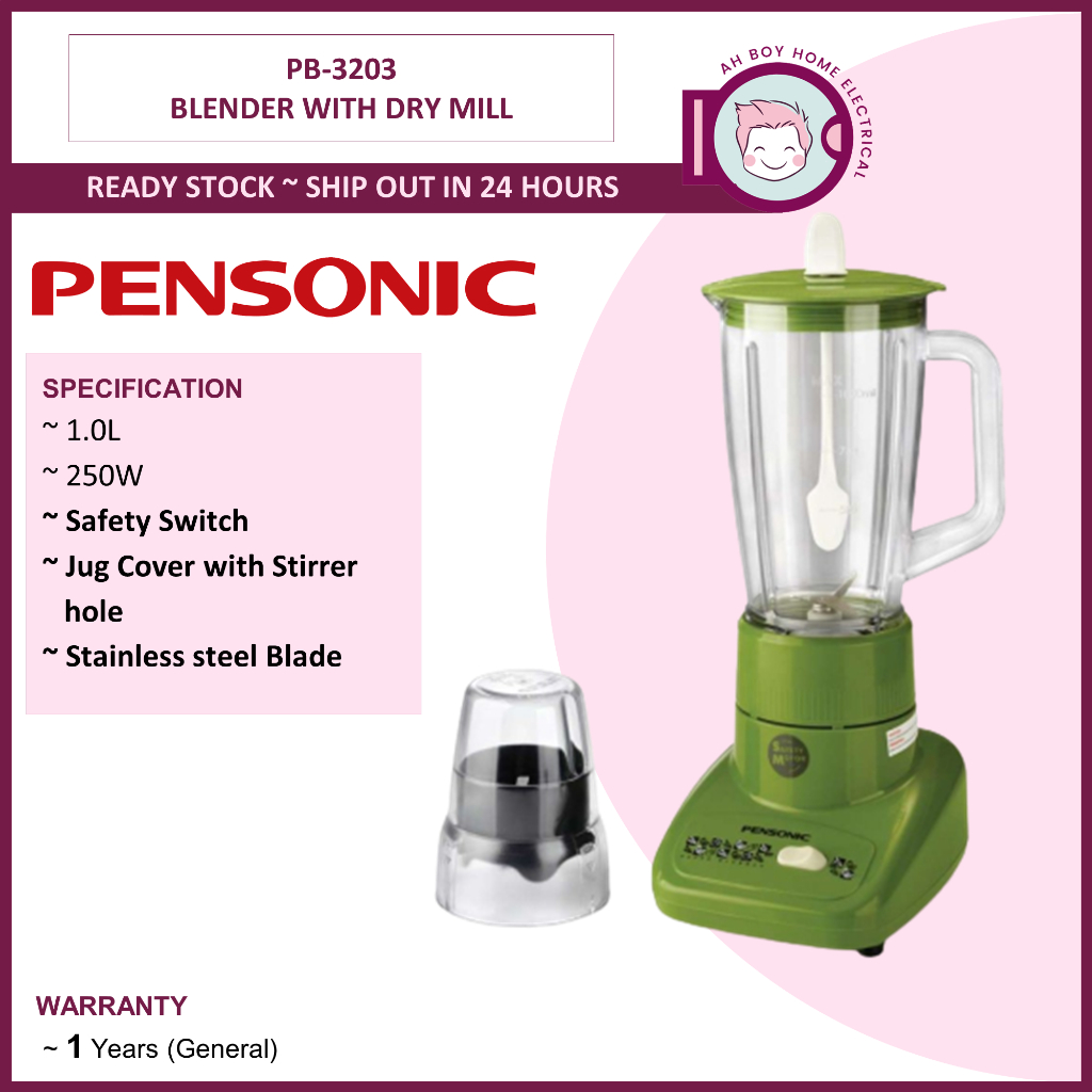 Pensonic Blender with Dry Mill 1.0L ( PB3203 / PB-3203 ) | Shopee Malaysia