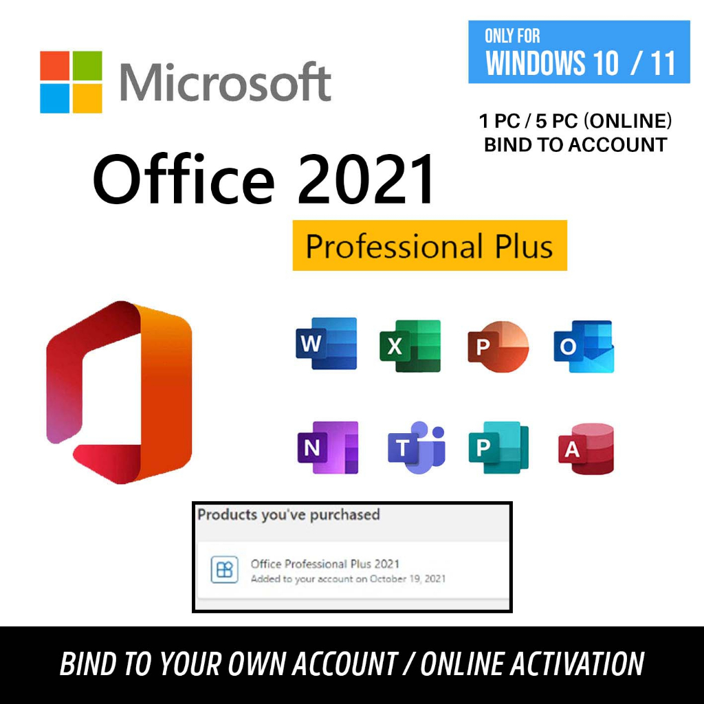 Microsoft Office Pro Plus 2021 Activation Key for Windows 10/ 11 ...