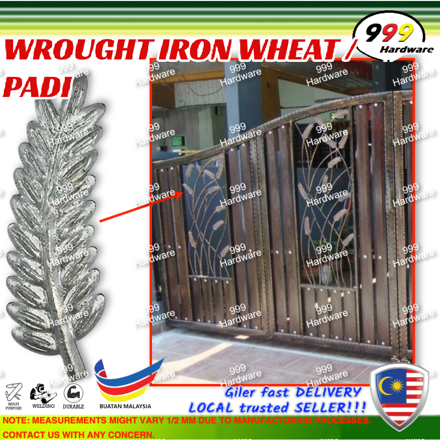 999 [5PC] WROUGHT IRON HOLLOW WHEAT PADI 空心稻米 / GATE ORNAMENT FLOWER ...