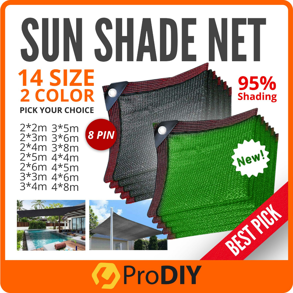 8-Pin 95% Anti-UV Shades Sun Shade Net Sunshade Green Black Sun Shade ...