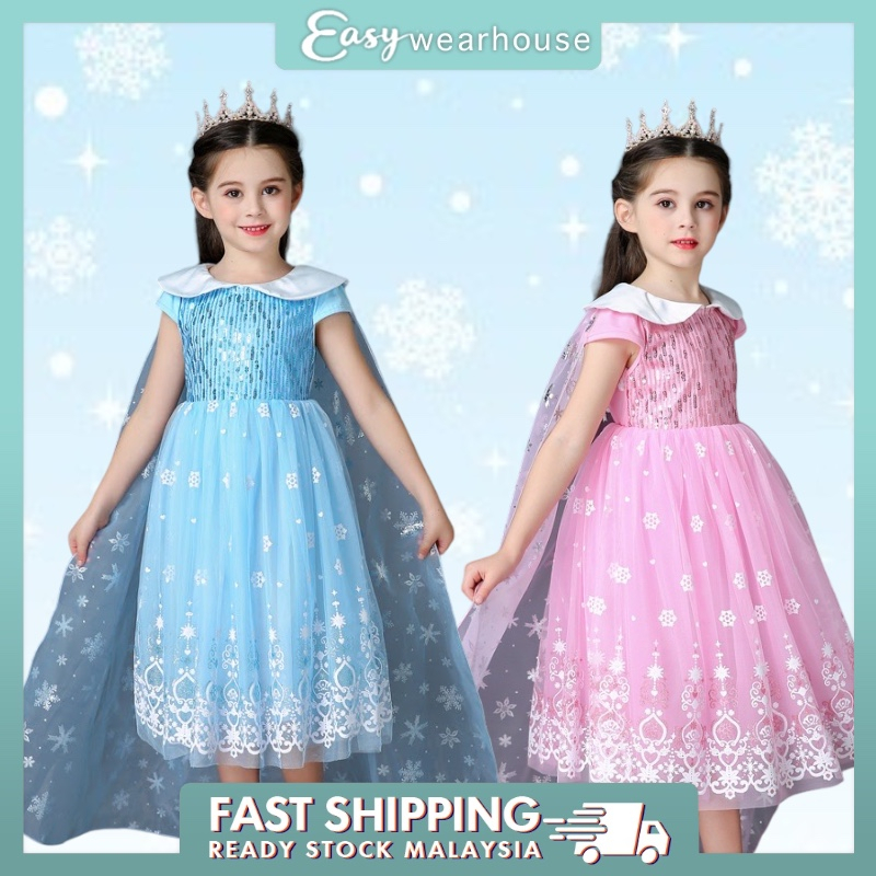EASY WEARHOUSE COTTON High Quality Girls Fr@zen Els@ Princess Dress ...