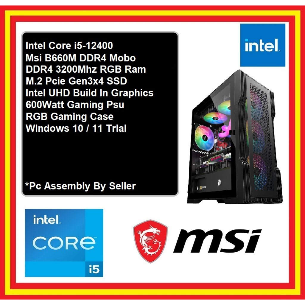 Gaming Value PC Desktop Intel Core i5-12400/8GB/16GB/256GB SSD/512GB ...