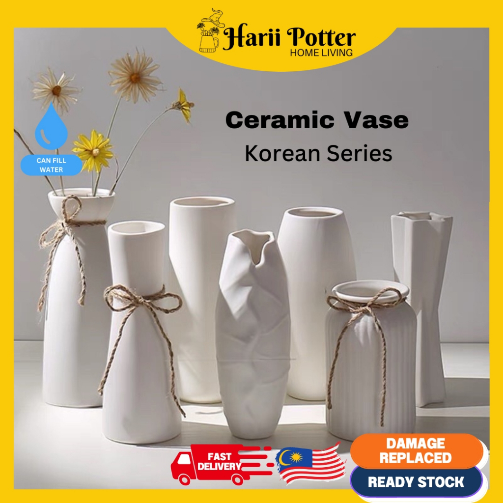 HARII POTTER Ceramic Vase Korean 꽃병 Series Artistic Elegant Home Deco ...