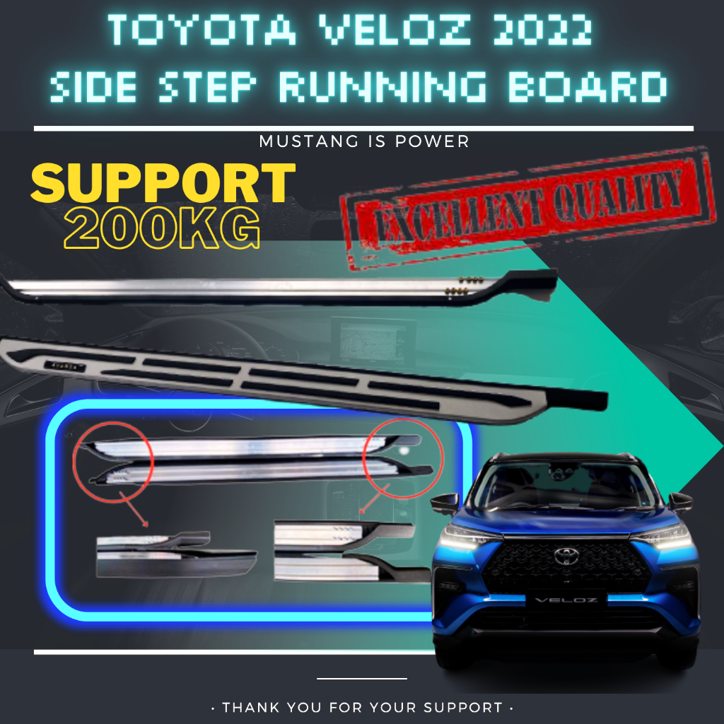 [ SUPPORT 200KG ] TOYOTA VELOZ 2022 SIDE STEP RUNNING BOARD | Shopee ...