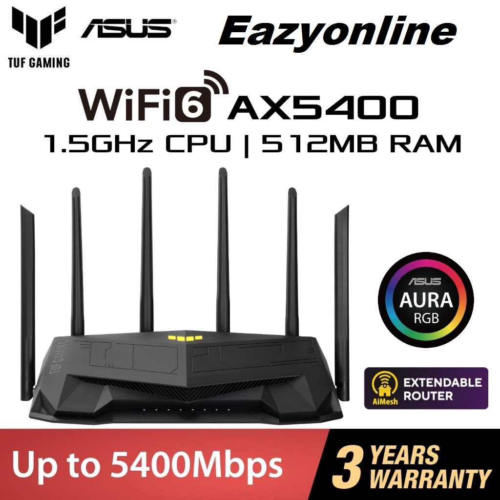 ASUS TUF-AX5400 WiFi 6 AX5400 TUF Gaming Wireless Router Dual Band Game ...