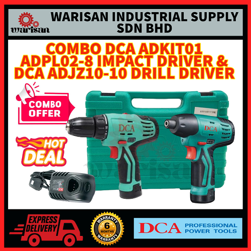 COMBO SET DCA ADKIT01 ADPL02-8 12V CORDLESS IMPACT DRIVER ADJZ10-10 12V ...