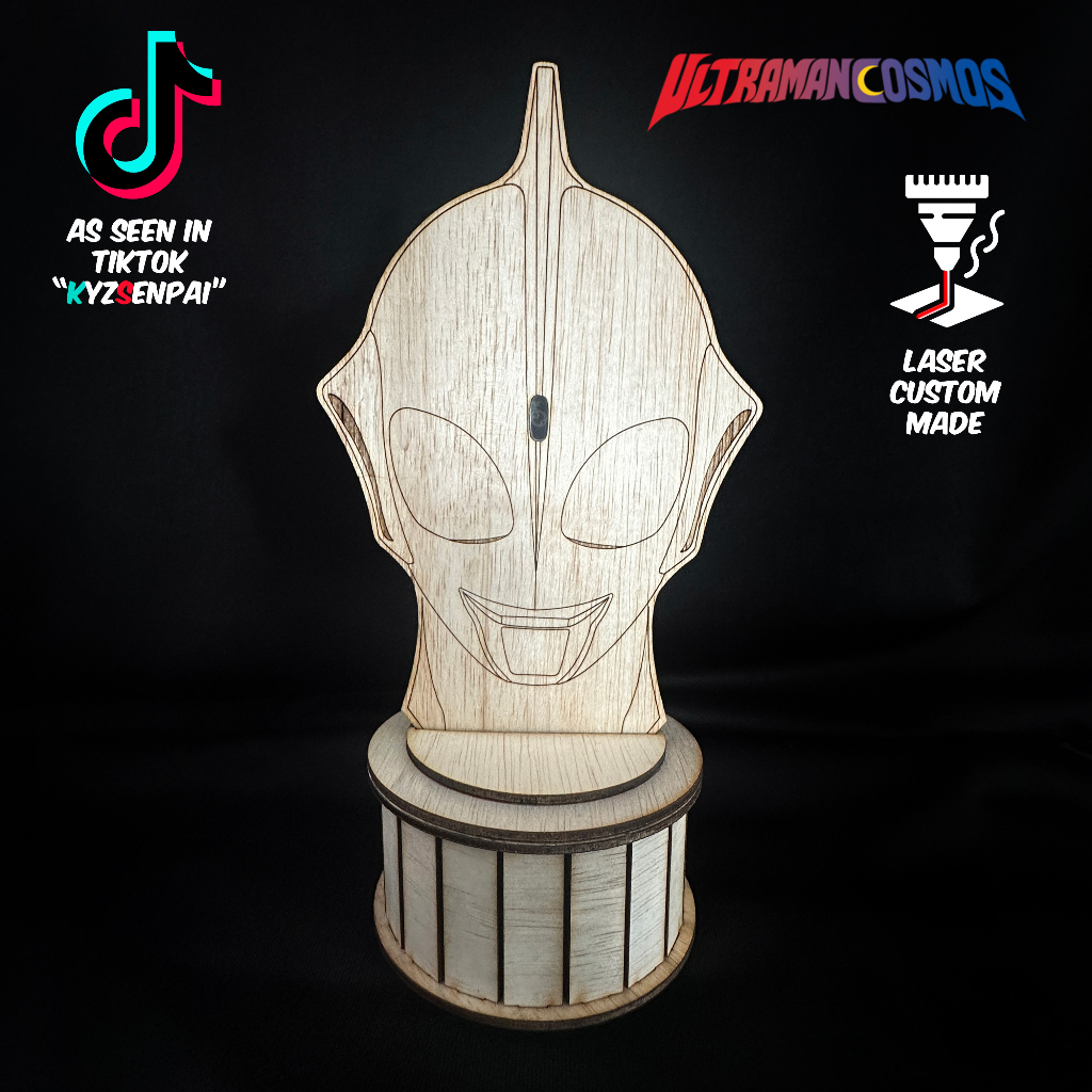 Ultraman Cosmos Head Original Premium Wood Laser Engrave Deco Craft ...