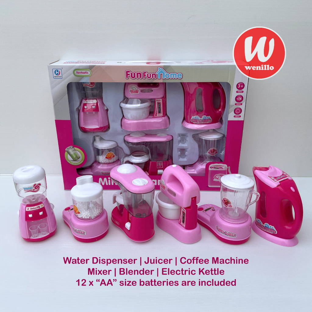 Deluxe Mini Appliances Kitchen Playset Toys (Water Dispenser, Mixer ...