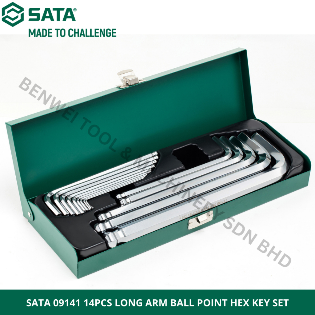 SATA 09141 14PCS LONG ARM BALL POINT HEX KEY SET / MM SIZE ALLEN KEY ...