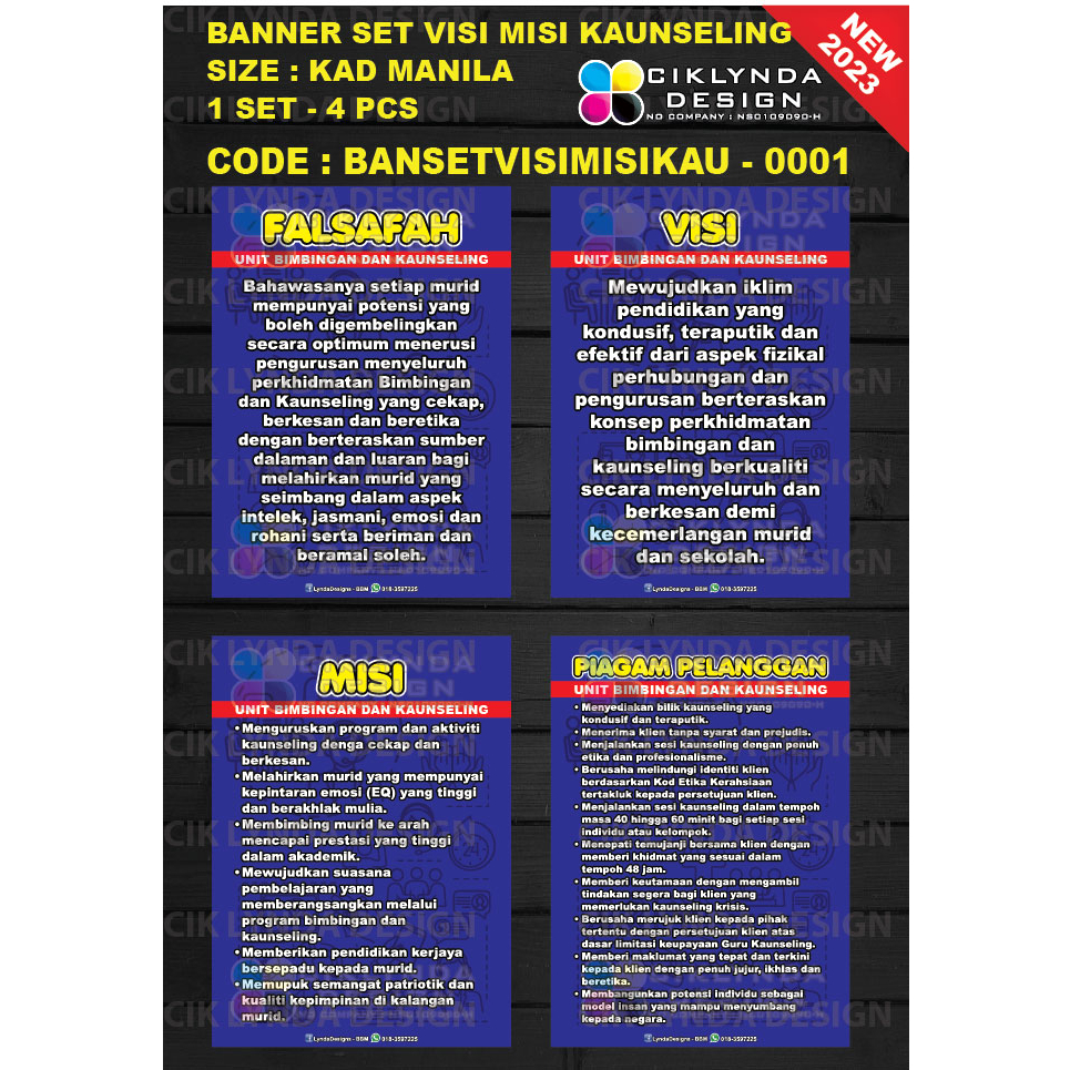 PRE-ORDER - BANNER SET VISI MISI KAUNSELING | Shopee Malaysia