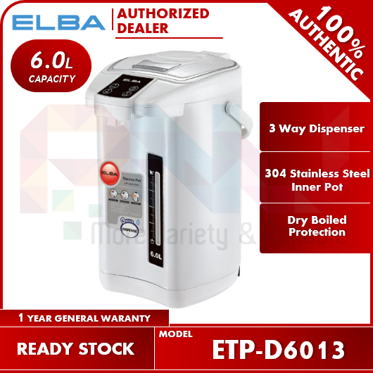 Elba 6.0L SUS304 Stainless Steel Thermo Pot ETP-D6013 / 4.0L ETP-D4013 ...